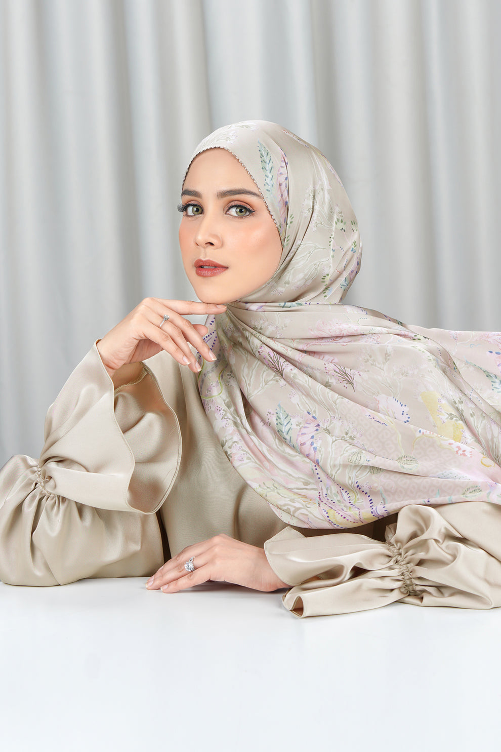 Misool Satin Shawl - Cave – Buttonscarves Malaysia
