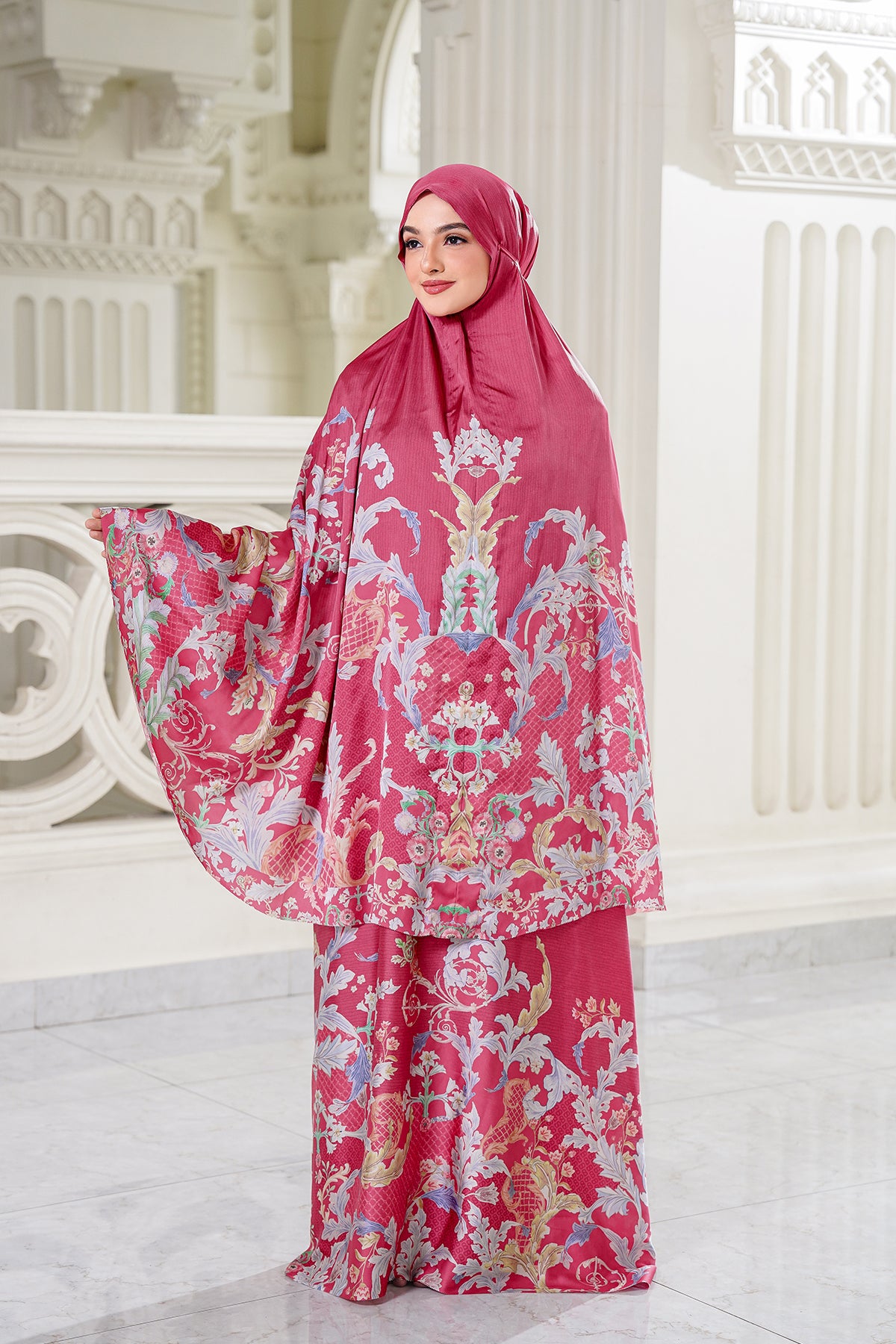 Royale Grandeur Prayer Robe - Pink Yarrow – Buttonscarves Malaysia
