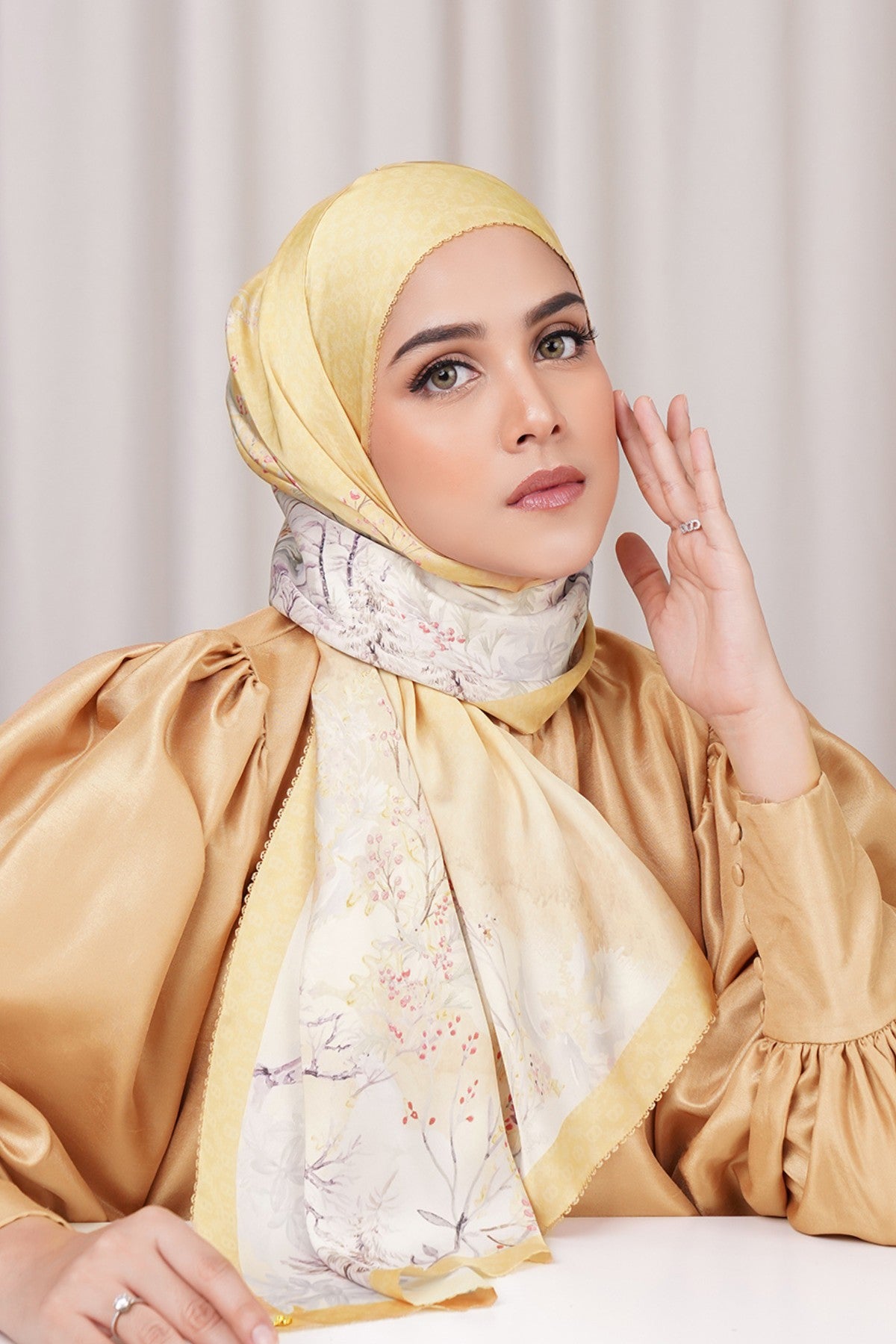 Holiday Satin Shawl - Honey – Buttonscarves Malaysia