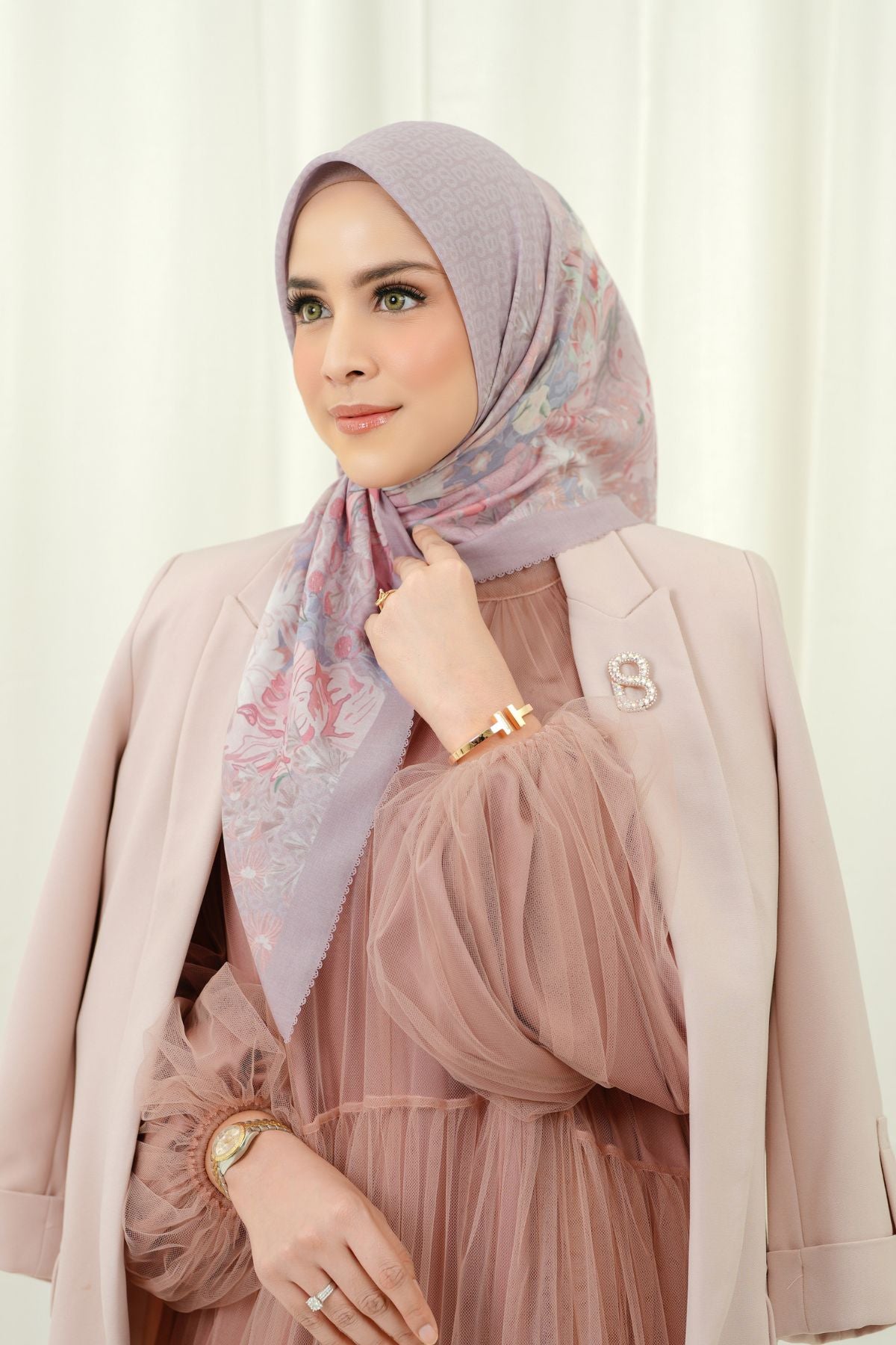 The Gardenia Square - Lavender – Buttonscarves Malaysia