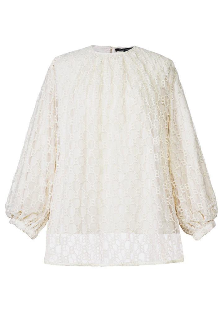 Monogram Embroidery Blouse - Cream – Buttonscarves Malaysia