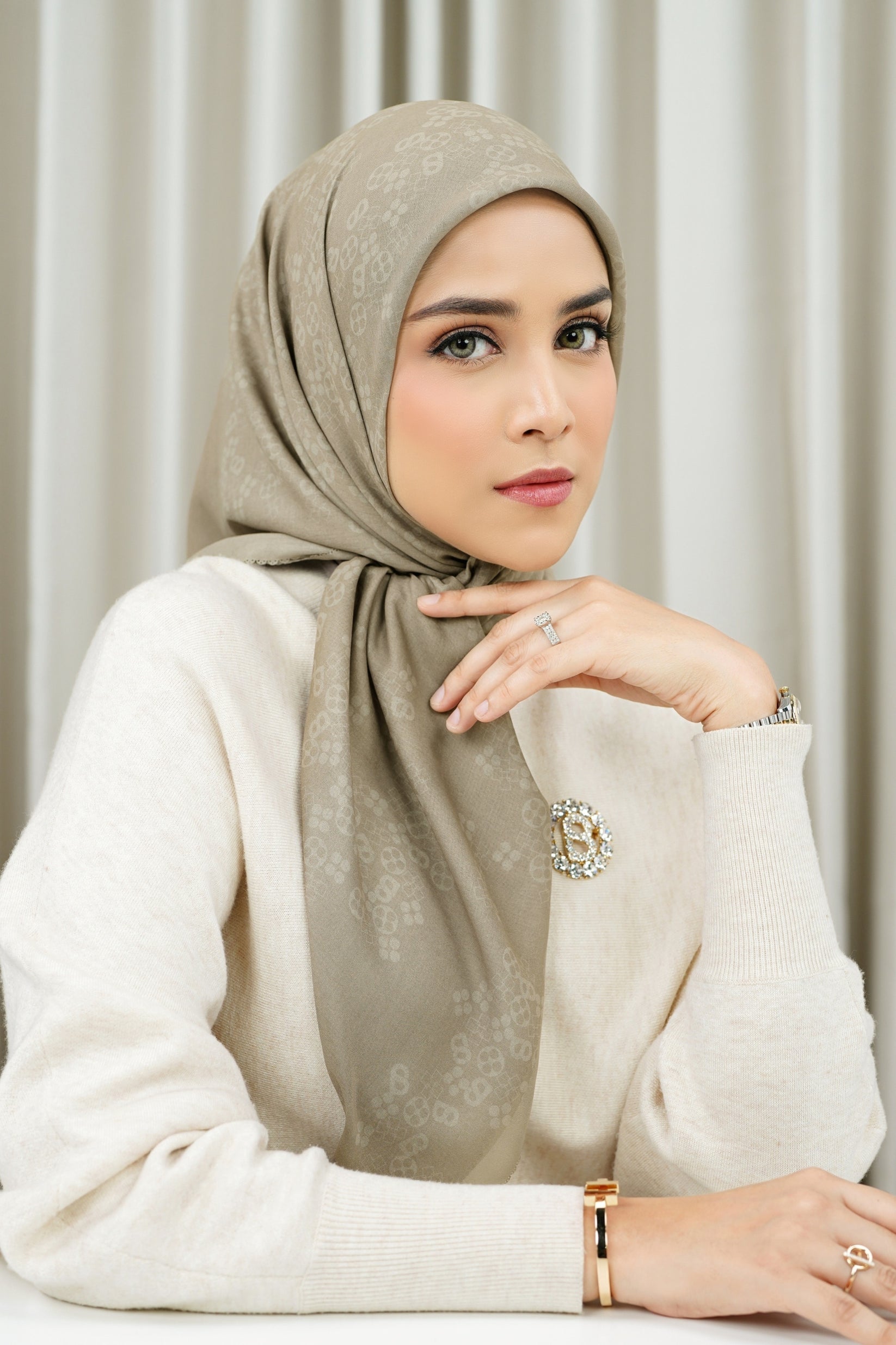 Monogram Scramble Voile Square - Overcast – Buttonscarves Malaysia