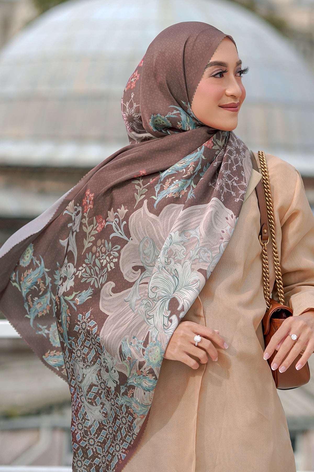 The Topkapi Satin Shawl - Pecan – Buttonscarves Malaysia