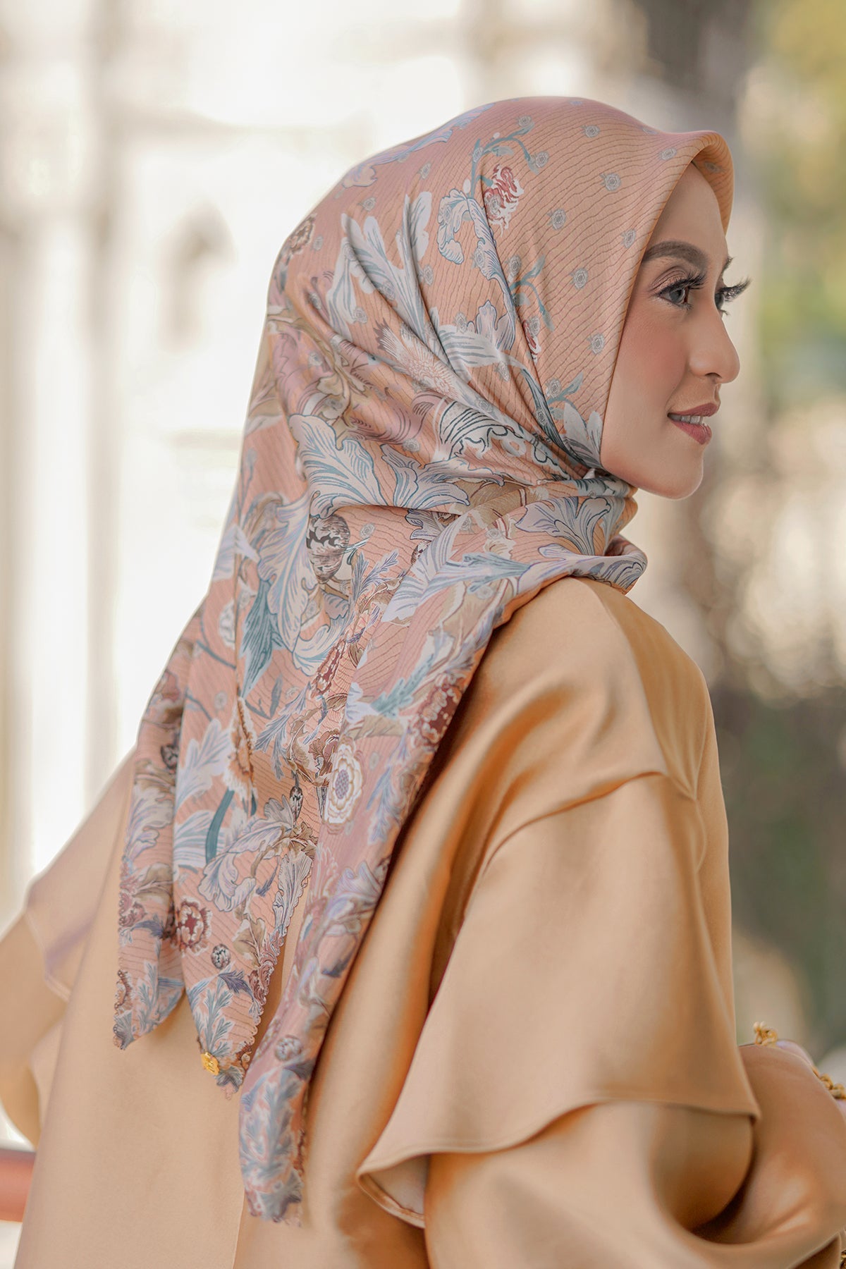 The Royale Satin Square - Papaya – Buttonscarves Malaysia